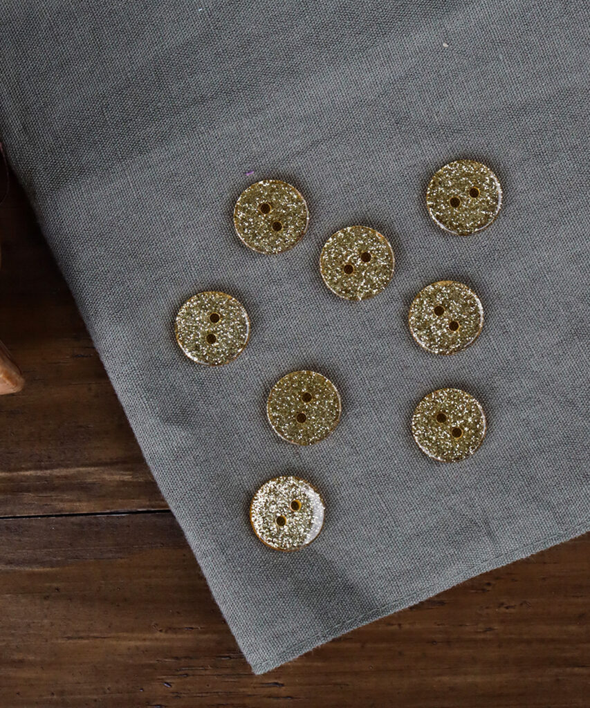Gold Glitter Buttons - 15mm - Below The Kōwhai