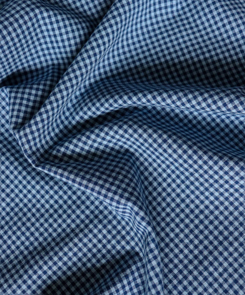 Cotton / Linen - Navy and Denim Tiny Gingham Below The Kōwhai